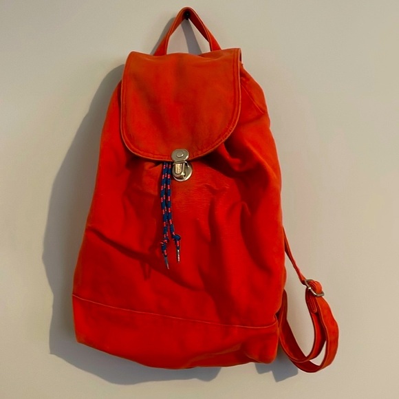 BAGGU | Bags | Baggu Cotton Duck Canvas Rucksack Backpack Bag In Red ...